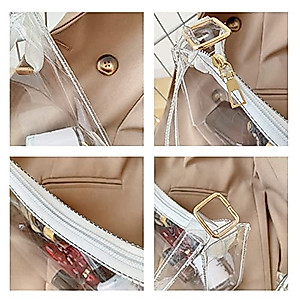 Lackycc Clear Crossbody Bag Shoulder Handbag,Clear Purses for Women Cute Clutch Small Clear Purse Bag Stadium Approved for concerts,