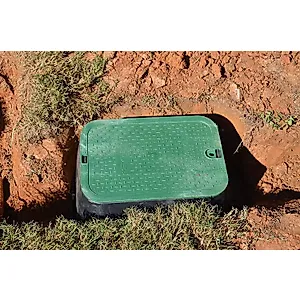 NDS 113BC 14" x 19" Standard Series Sprinkler Valve Box- Black with Green Bolt-Down Cover
