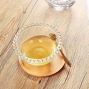 Sizikato Transparent Glass Dessert Bowl Fruit Salad Bowl with Beaded Edges.