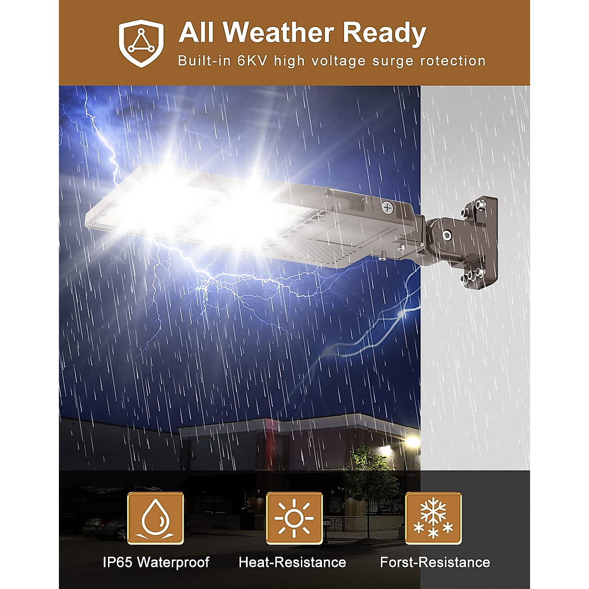 ADUB 320W LED Parking Lot Light with Photocell, 300W LED Flood Light ETL Listed