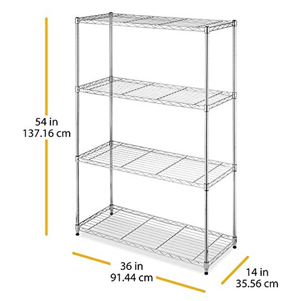 Whitmor Supreme 4 Tier Chrome Shelving 14 x 36 x 54 inches