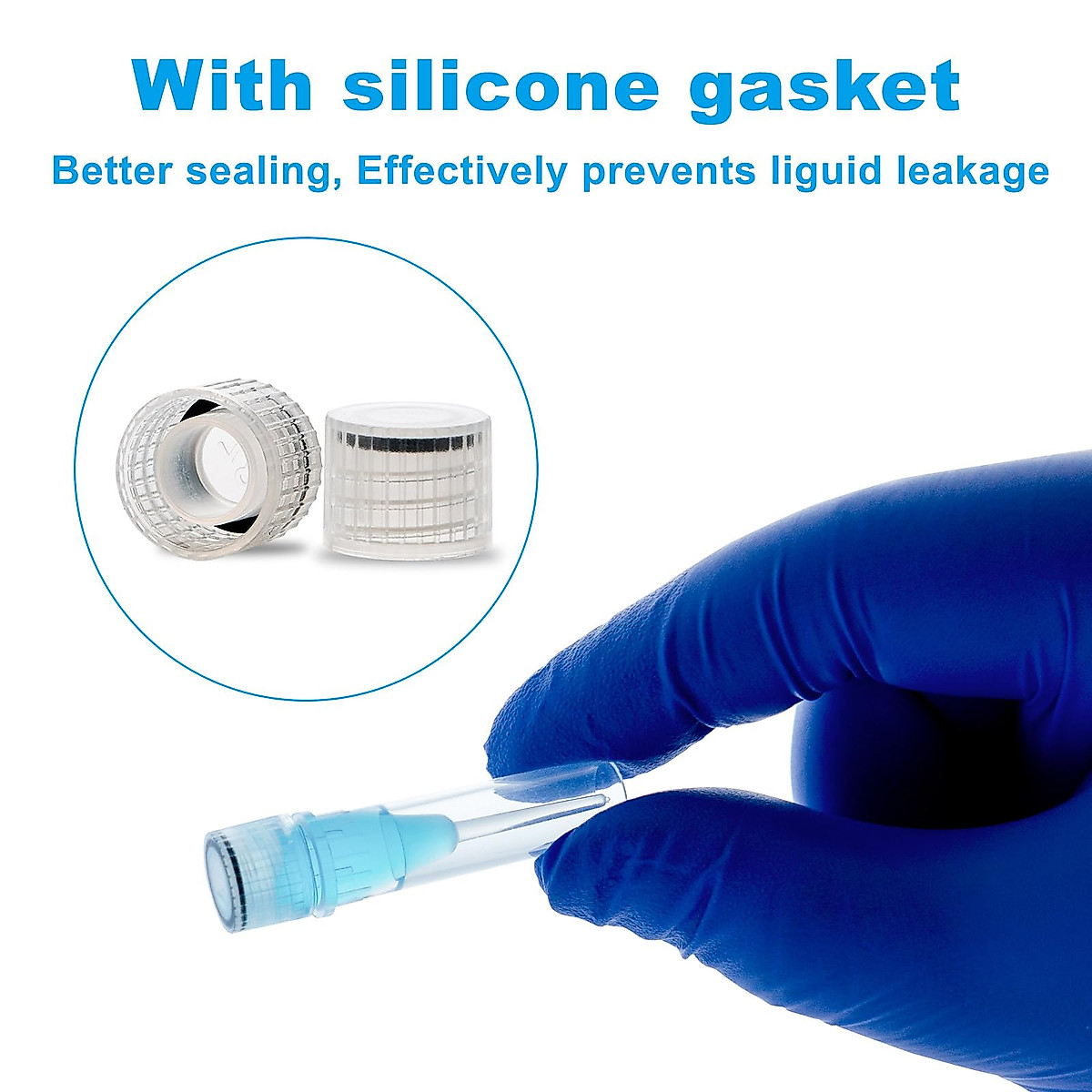 CryoKing Cryogenic Vials 0.5ml with O-Ring Caps Cryotubes for Low Temperature Sample Storage Clear Sterile Vials, Bag of 50