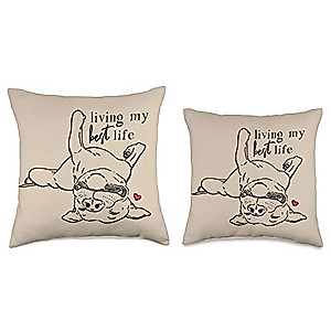 Original Sock Dogs Funny Pit Bull, Smiling Pitbull, Goofy Pittie, Best Life Dog Throw Pillow, 18x18, Multicolor