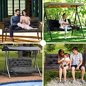 DSFGFRR Porch Swing Cushion, Outdoor Swing Cushions, Outdoor Swing Cushions 3 Seater, Patio Swing Cushion, Waterproof, with Ties, for Garden Patio Furniture (NavyBlue,60x40x5 in)
