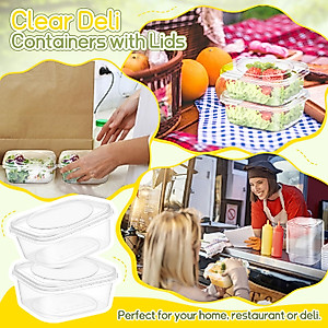 Yiyiring 50 Pack 12 oz Tamper Proof Containers with Lid Square Deli Plastic Sandwich Tiramisu Airtight Meal Container with Lids for Kitchen Storage