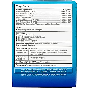Hyland's Backache Natural Pain Relief for Upper and Lower Back Pain Tablets, 100 Count