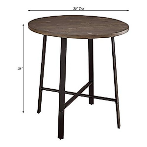 Lexicon Hyacinth Wood and Metal Round Counter Height Table, 36" Dia, Burnished Brown