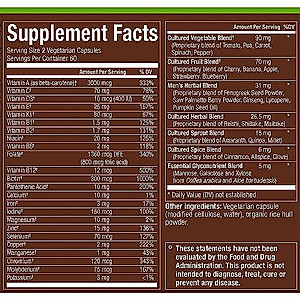 plnt Fermented Whole Food Men?s Multivitamin (120 Vegetarian Capsules)