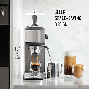 Calphalon Compact Espresso Machine, Home Espresso Machine with Milk Frother, Stainless Steel