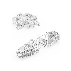 CableCreation RJ45 Connectors, 100-Pack Cat6 Connector, Cat6/Cat5 8P8C Modular Plug Ends with Relief Boots for Solid Wire and Standard Cable, Transparent