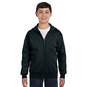 Hanes Boys' EcoSmart Full Zip Hooded Jacket, Black, X-Large