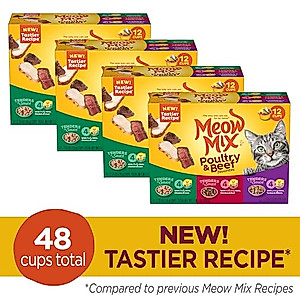 Meow Mix Tenders in Sauce Wet Cat Food, Poultry & Beef Variety Pack, 2.75 Ounce Cup (Pack of 48)