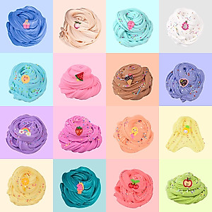 Butter Slime Kit 19 Pack, with 2 Pack Stress Relief Balls, Scented Fruit Mini Slime for Kids Party Favor, Unicorn Crunchy Slime Toys for Girls Boys, Super Soft and Non-Sticky