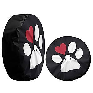 Delerain Spare Tire Cover with Backup Camera Hole Dog Paw Print Wheel Covers Waterproof Dust-Proof UV Sun Universal Fit for RV Trailer RV SUV Truck and Many Vehicle (17 Inch for Diameter 31"-33")