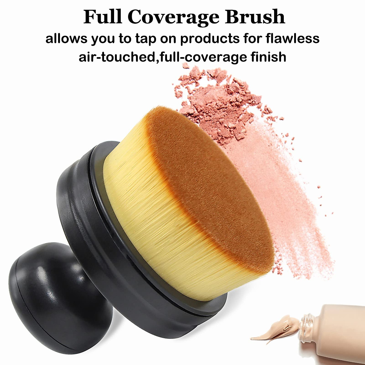 Falliny Makeup Brush, Large Full Coverage Self Tanner Foundation Brushes Travel Kabuki Powder Brush for Face Body, Blending Liquid, Bronzer,Sunscreen,Cream or Flawless Powder Cosmetics