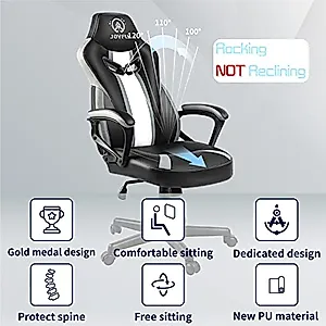 JOYFLY Gaming Chair, Gamer Chair Racing Style Game for Adults Teens, Ergonomic PC with Lumbar Support, 300lbs（Black）