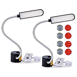 EVISWIY Sewing Machine Light LED Lighting (30LEDs) 6 Watt Multifunctional Flexible Gooseneck Arm Work Lamp with Magnetic Mounting Base for Workbench Lathe Drill Press 2 Pack