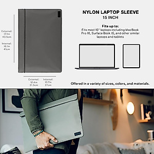 SLNT Weatherproof Nylon Faraday Bag with Silent Pocket Technology - Signal Blocking Device Sleeve for 13 inch and 15 inch Laptops and Tablets, Provides Instant Protection (Grey, 15 inch)