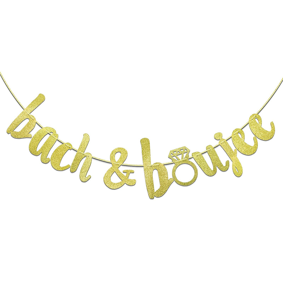 Bach & Boujee Banner, Glitter Bachelorette Banner for Bachelorette Party Decor (Gold)