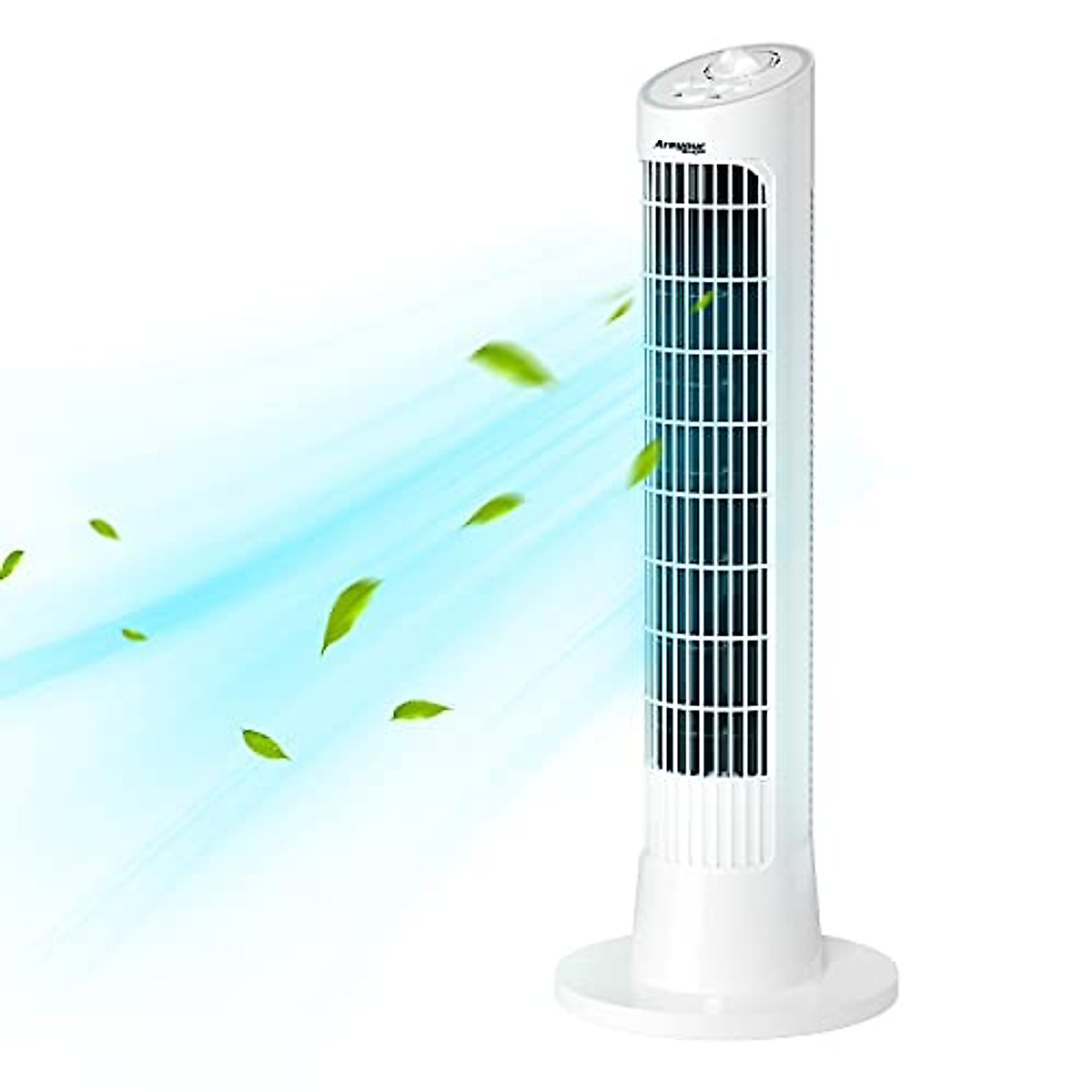Bruce & Shark 32" White Tower Fan, Oscillating 120 °Tower Fan Quiet Tower Fan Air Supply Outdoor Sleeping Low Noise for Home Bedroom Office Room