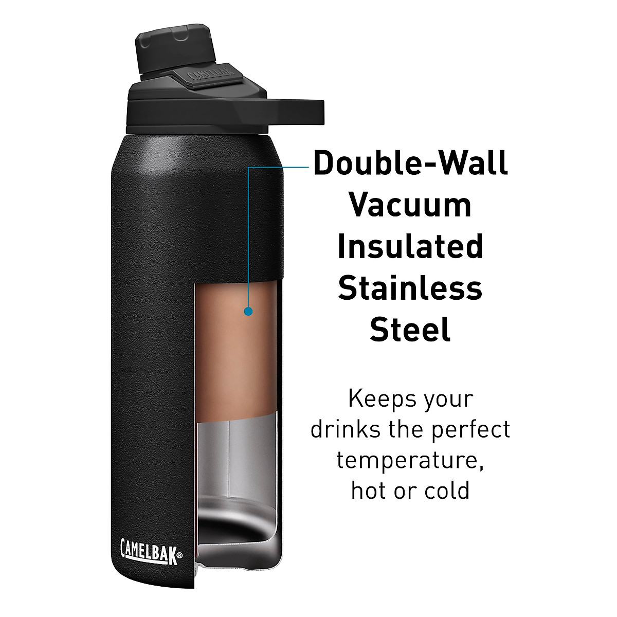 CamelBak Chute Mag 32oz Vacuum Insulated Stainless Steel Water Bottle, Black