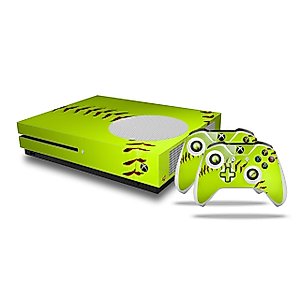 WraptorSkinz Decal Vinyl Skin Wrap Compatible with Xbox One S Console and Controllers - Softball