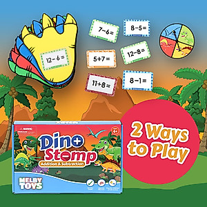Dino Stomp Addition and Subtraction Games I Math Games for Kindergarten I Math Toys for Kids 5-7 I Addition and Subtraction Flashcards I Addition Games I Educational Kids Games