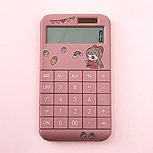 MJWDP Cute Cartoon Calculator Fashion Student Portable Calculator Small Solar Financial Cashier Girl 12-bit (Color : A, Size