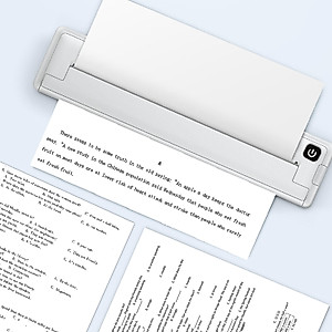 Portable Inkless Printer, A4 Thermal Printer with, Rechargeable Battery, Wide Compatibility for School Office, Easy to Use