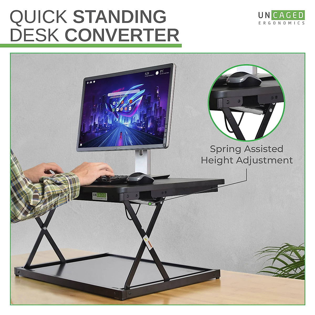 CHANGEdesk MINI Small Standing Desk Converter Height Adjustable Desktop Standing Desk Sit-to-Stand Up Desk Riser Laptop Standing Desk Converter, Black