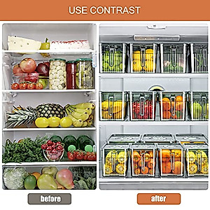 loobuu Produce Saver Containers for Refrigerator - 2 Pack Stackable Food Storage Container for Fridge, Berry Keeper Boxes with Removable Drain Tray Keep Fresh for Vegetables, Fruit,Meat and Salad