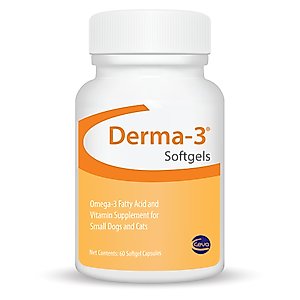 Ceva Derma-3 Softgels, Omega-3 Fatty Acid & Vitamin Supplement for Small Dogs + Cats (60 Count)
