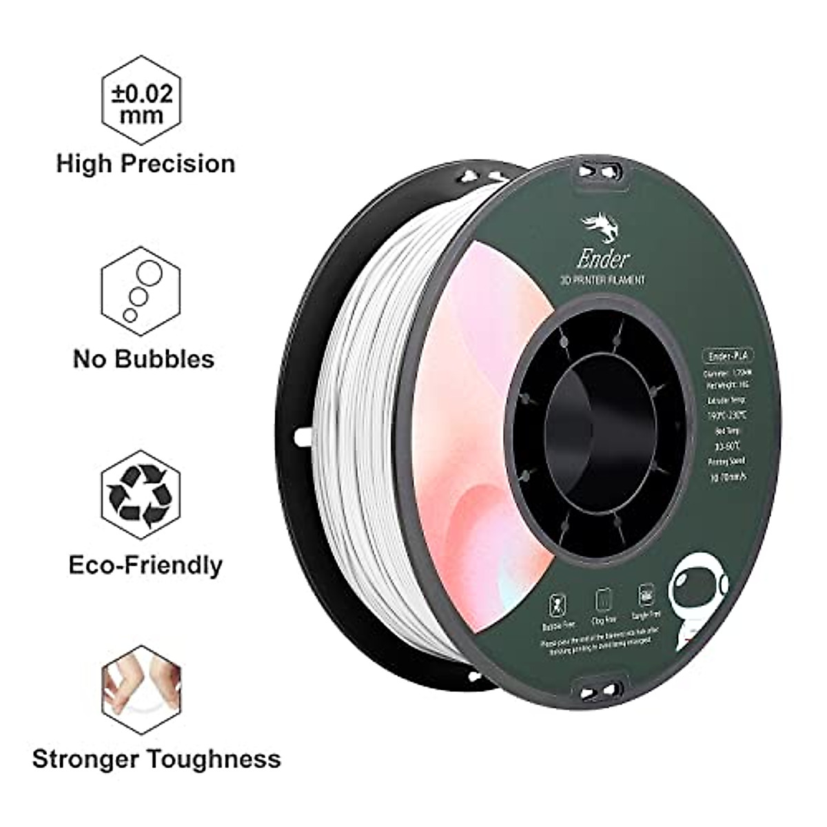 Official Creality 3D Capricorn XS Series Bowden Tube, PTFE Bowden Tube (2 Meters) with 4Pcs PC4-M6 Fittings and 4Pcs PC4-M10 Fittings for 3D Printer 1.75mm Filament with 2 White Filament