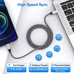 USB-C to Lightning Cable, 2 Pack 10FT 20W iPhone Charger MFi Certified Type C to Lightning Cable Sync Nylon Braided USB C Fast Charging Cable for iPhone 13/12/12Pro/12ProMax/11/11Pro MAX/XS and More