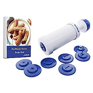 Churrera Churro Maker by StarBlue with FREE Recipe e-Book - Easy tool for Deep Fry churro in 8 difference shapes