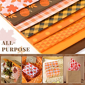 90 Sheet Fall Themed Tissue Paper Autumn Pumpkin Maple Leaves Wrapping Paper Thanksgiving Tissue Paper Assorted Colors Paper for DIY Harvest Birthday Wedding Party Crafts (8 Designs)