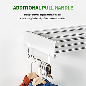 Heshecein Clothes Drying Rack for Laundry,Wall Mounted Collapsible Laundry Drying Rack,5 Stainless Steel Rods,Folding Indoor/Outdoor Drying Rack Clothing,Towel Drying Rack,White,31.5" Wide