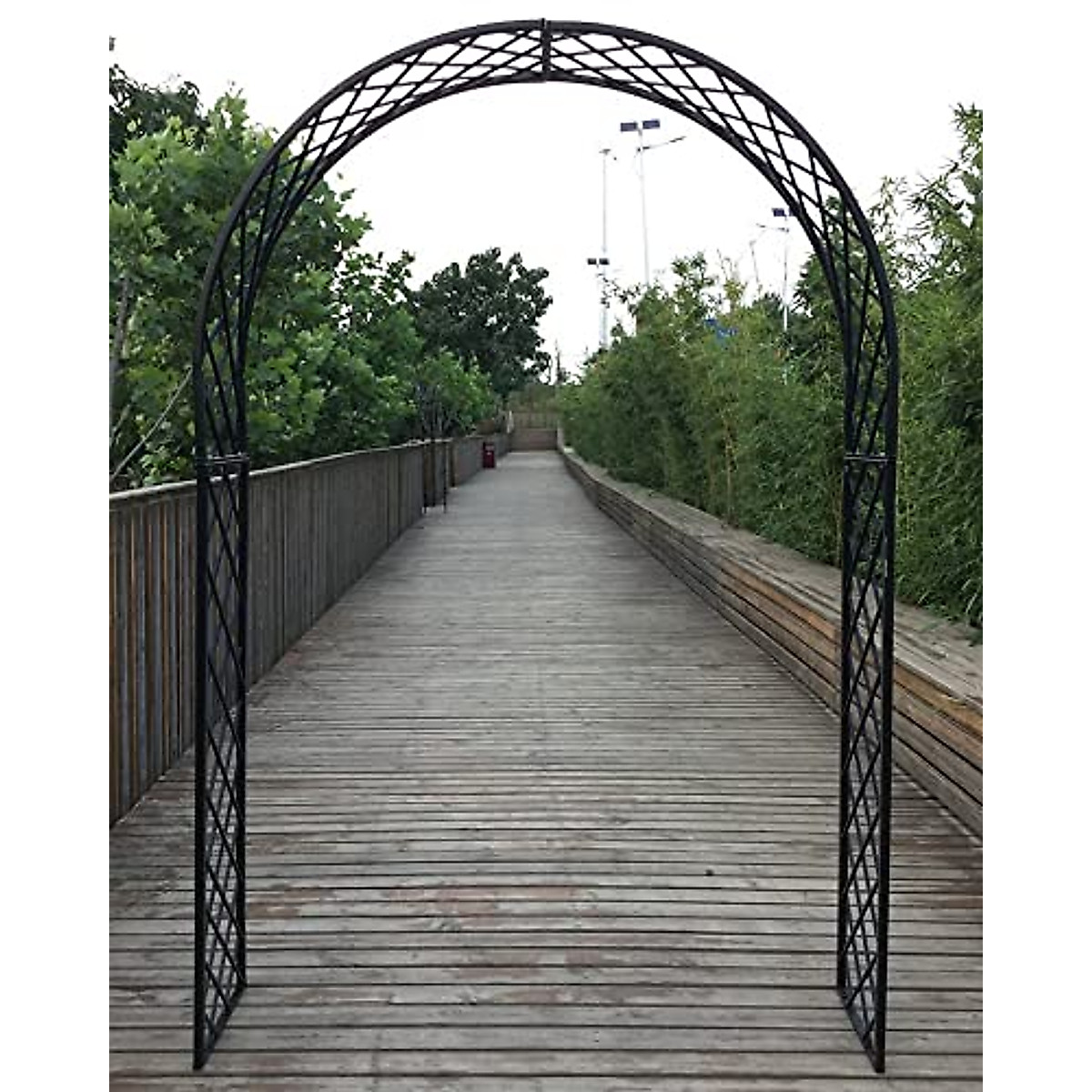 Rose Arch Garden Trellis Arbor Metal Archway Heavy Duty Strong Tubular Pergola Weatherproof, for Roses Support Archway120 * 40 * 230cm, 150 * 40 * 230cm (Black 300 * 40 * 250cm)