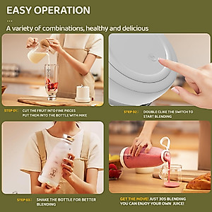 Asa Vea Mini Blender for Smoothies and Milkshakes, Portable Blender, Rechargeable, Personal Size Blender with Quota Outer Travel Lid with 6 Blades, 17 oz for Outdoors, Camping (Black-550ml)