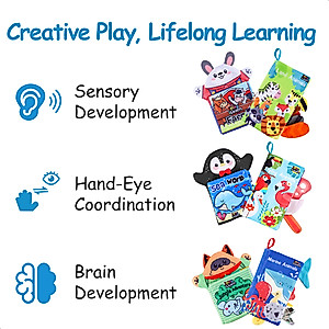 iPlay, iLearn Soft Baby Books 1 Year Old, Babies Animal Cloth Book 6-12 Month, Infant Touch Feel Crinkle Book, Toddler Carseat Crib Bedtime Toy, Newborn Stocking Stuffer Gift 9 18M 2 3 Yr Kid Boy Girl
