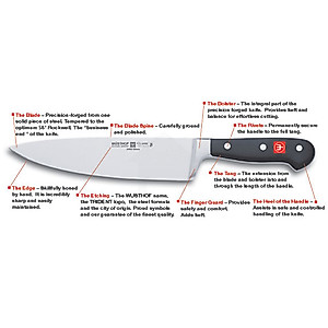 Wusthof Classic High Carbon Steel Knife Hollow Edge Cook's Knife, 6 Inch