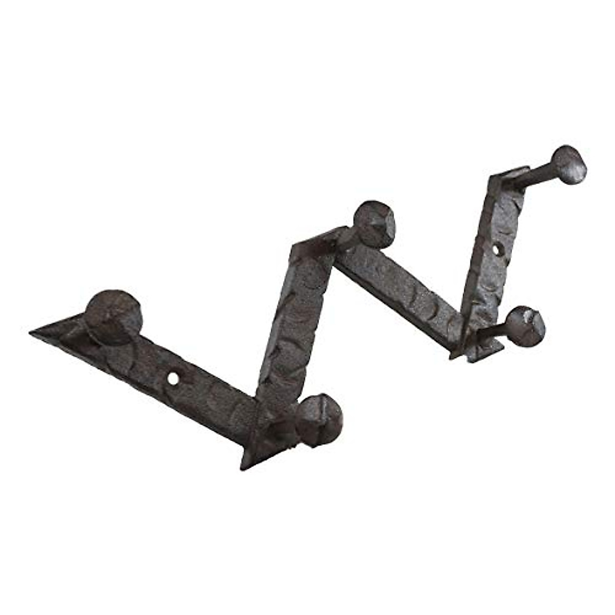 Ebros Cast Iron Vintage Rustic Industrial Farmhouse Railroad Nail Spikes 5 Peg Wall Hooks Western Vintage Multi-Purpose Hanger Plaque for Coats Hats Keys Clothing Towel Pet Leash