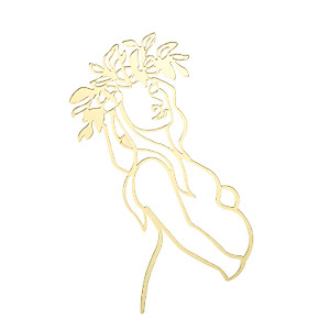 Pregnant woman silhouette, for Expectant Mothers Party Gold Mirror Cake Topper, Mother To Be Party Cake Decorations Supplies Acrylic,Pregnant lady baby shower cake topper, Pregnancy line art.