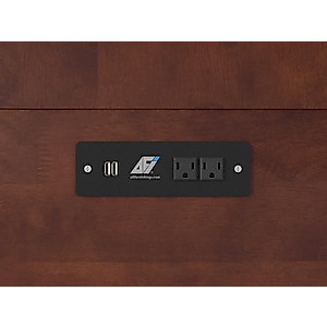 AFI Southampton Full Murphy Bed Chest with Mattress, Storage, and Built-in Charger in Walnut