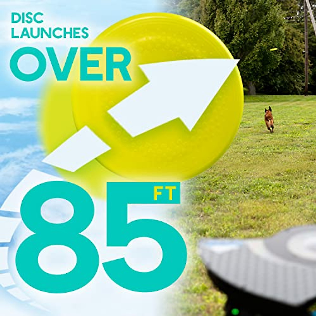 Franklin Pet Supply Co. Automatic Disc Launcher for Dogs - Ready Set Fetch Automatic Disc Tosser Dog Toy for Fetch - Portable Thrower Toy - Battery Powered