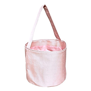Girls Shimmer Fabric Easter Egg Basket Bucket Tote Bag Gift for Kids Pink Purple - Can be Personalized (Pink)