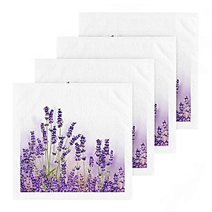 MAOBLYR Lavender Flowers Pure Cotton Washcloths 2 Pack,Soft Fingertip Towel Absorbent Hand Towels Face Towels for Bathroom,Hotel,Gym and Spa