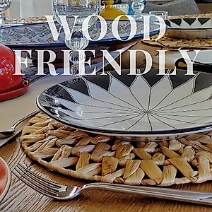 The Upper Kitchen Chargers for Dinner Plates – 14 inch Water Hyacinth Placemats, Woven Placemats, Rattan Chargers, Boho Charger Plates, Plate Chargers