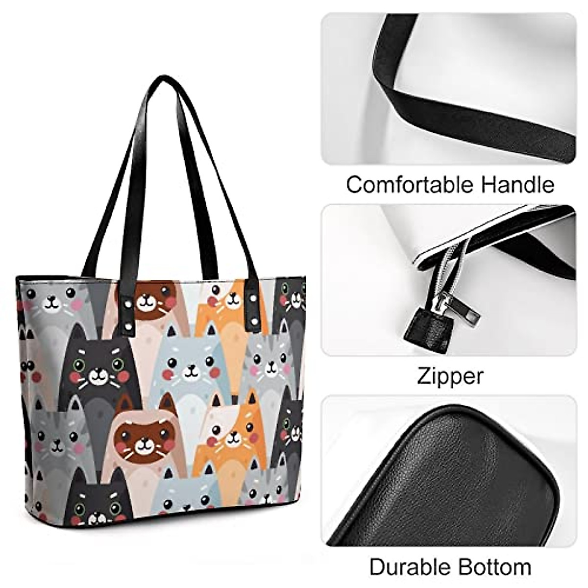 Womens Handbag Cat Leather Tote Bag Top Handle Satchel Bags For Lady