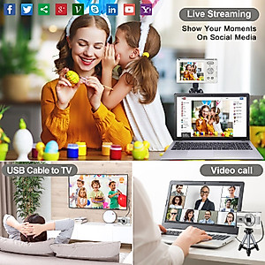 Rawiemy 64MP 4K Kids Digital Camera with 64GB Card, 18X Digital Zoom, Point and Shoot, Portable, White